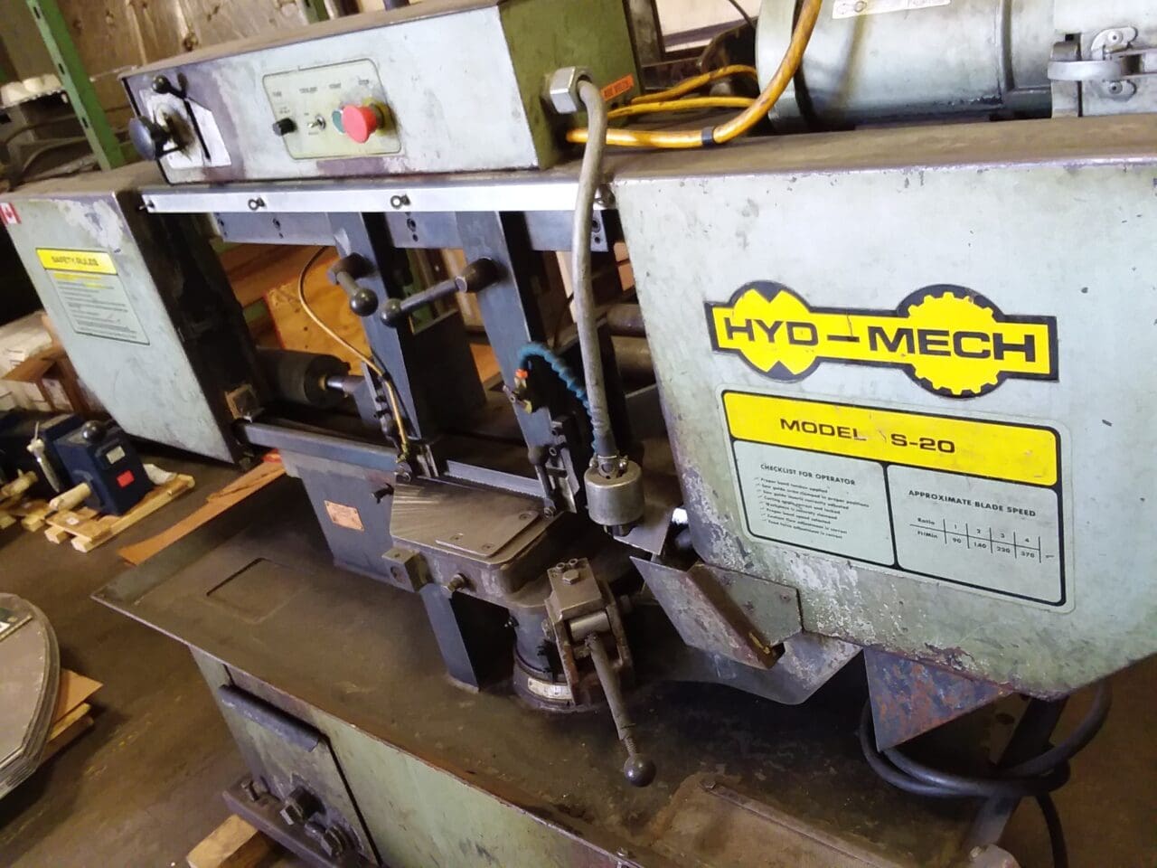 Hyd-Mech S-20 Horizontal Band Saw,1993- 8' Roller Table, Bundle Clamp ...