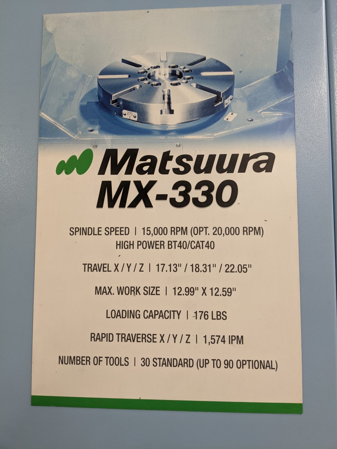 Matsuura MX-330 VMC, 2017- 5 Axis, High Pressure Coolant, Renishaw ...